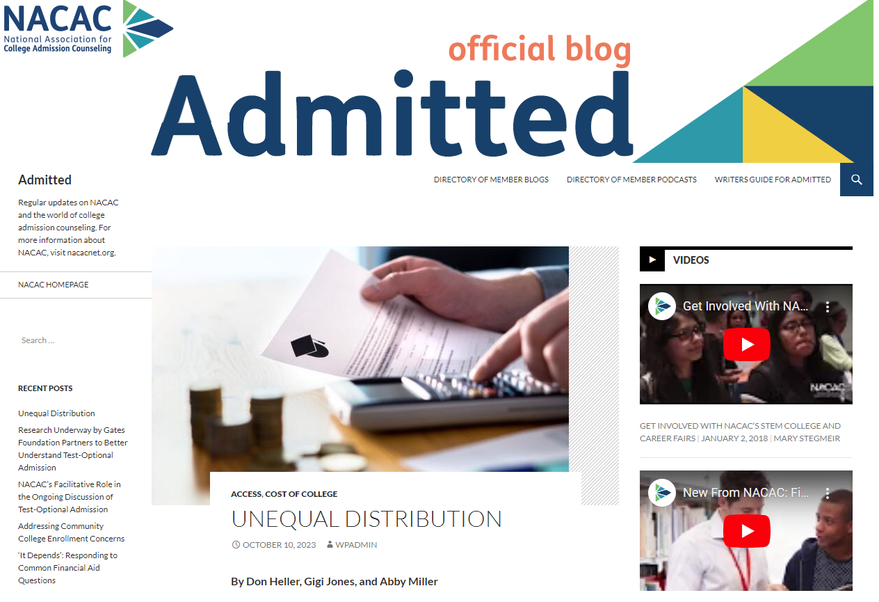 NACAC Blog: Unequal Distribution - ASA Research